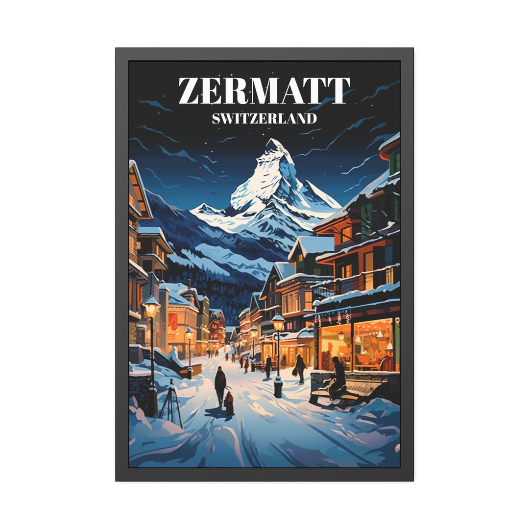Zermatt Switzerland Vintage Travel Poster Alpine Adventure Art Print ...
