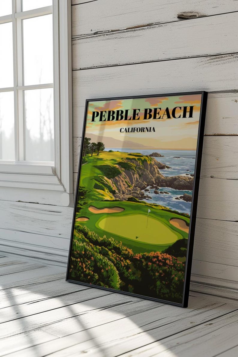 Pebble Beach Golf Course Travel Poster: Vintage Coastal Wall Art - Etsy