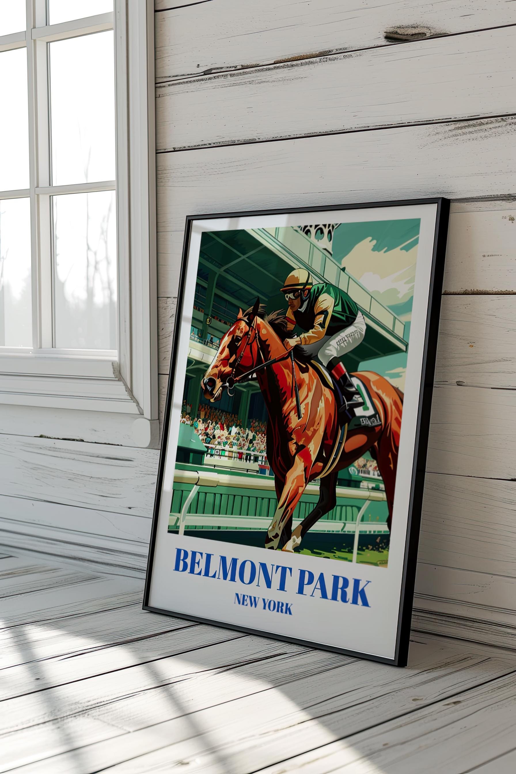 Belmont Park Race Track Poster: Vintage New York Horse Racing Art - Etsy