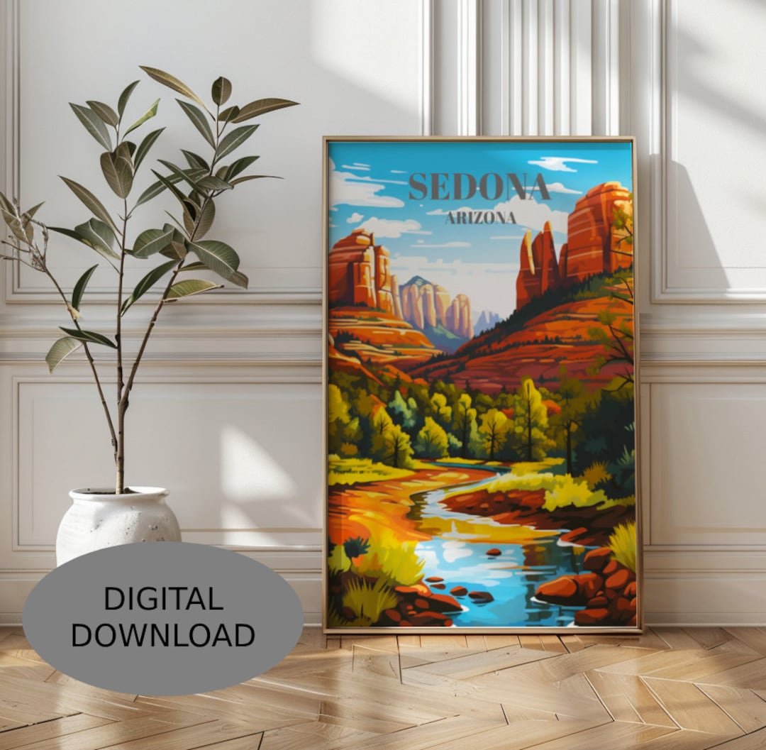 Sedona Arizona Travel Poster, Digital Download Wall Decor Sedona Home ...