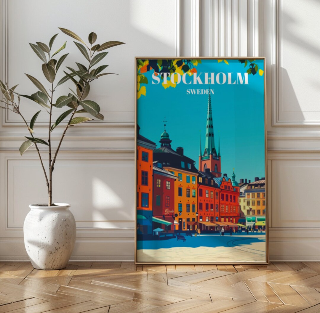 Gamla Stan Stockholm Travel Poster: Vintage Scandinavian Art Print - Etsy