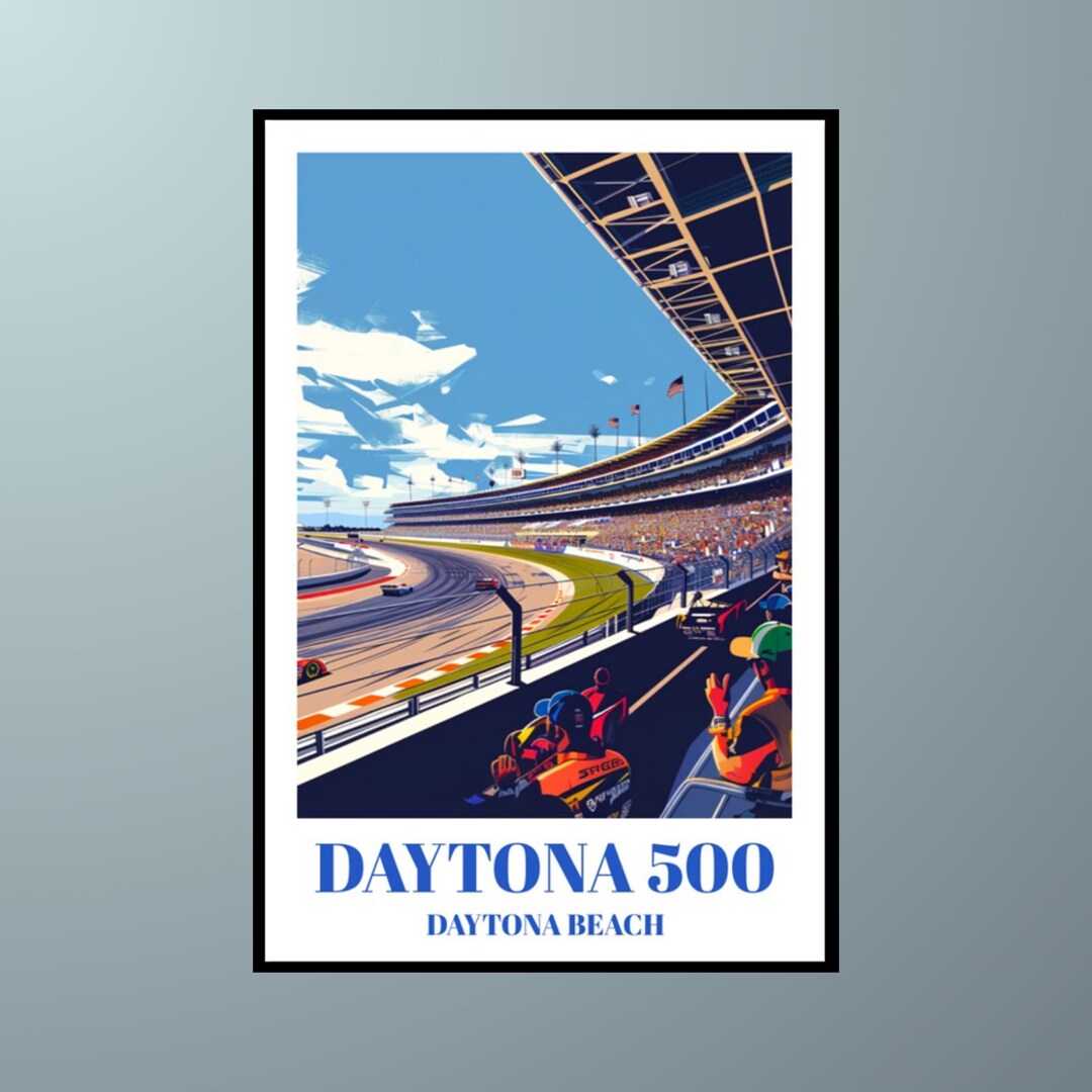 Daytona 500 Travel Poster Daytona Beach Florida Wall Art, Vintage ...