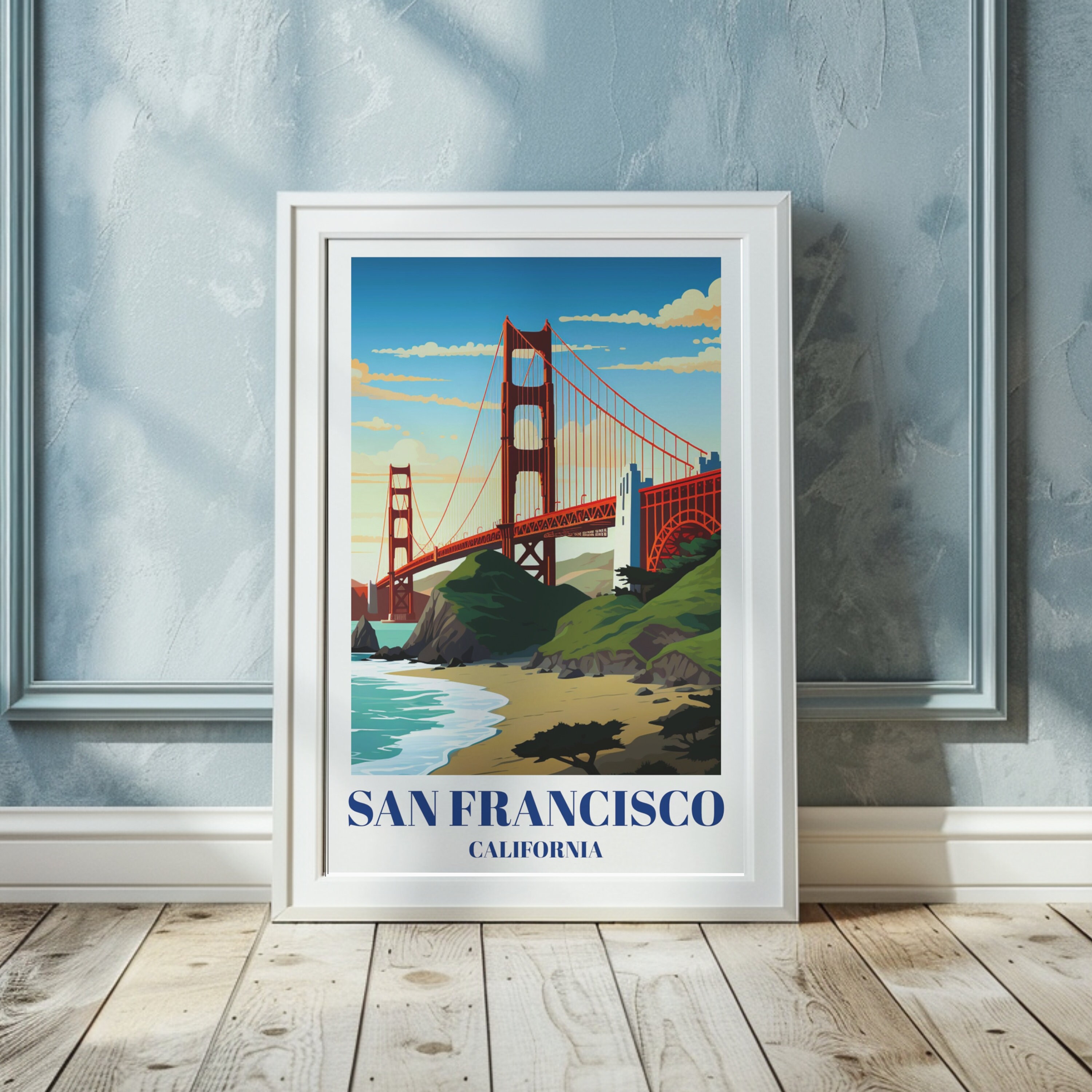 San Francisco Golden Gate Bridge Travel Poster art Print of California ...