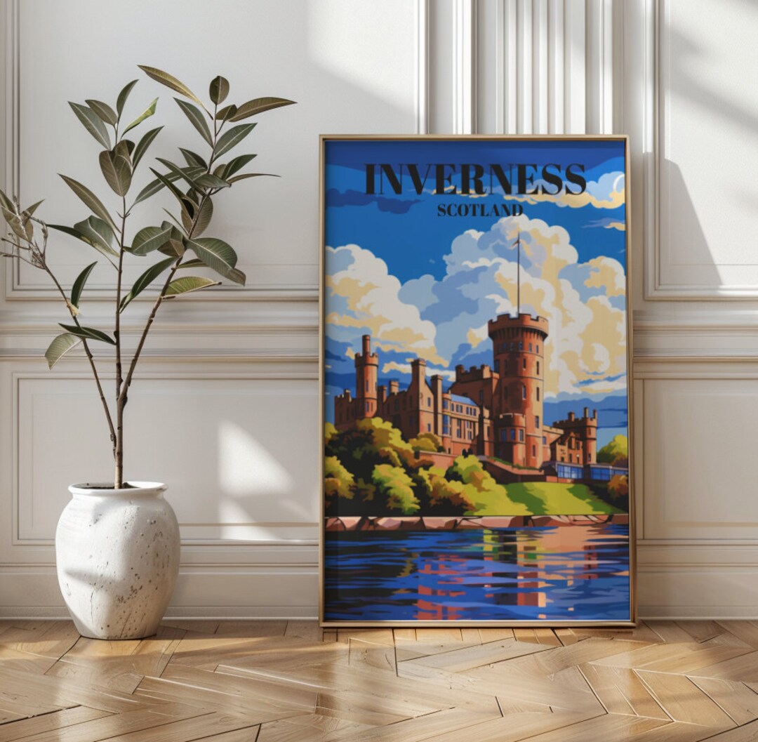 Inverness Castle Scotland Travel Poster - Vintage Style Wall Art Print ...