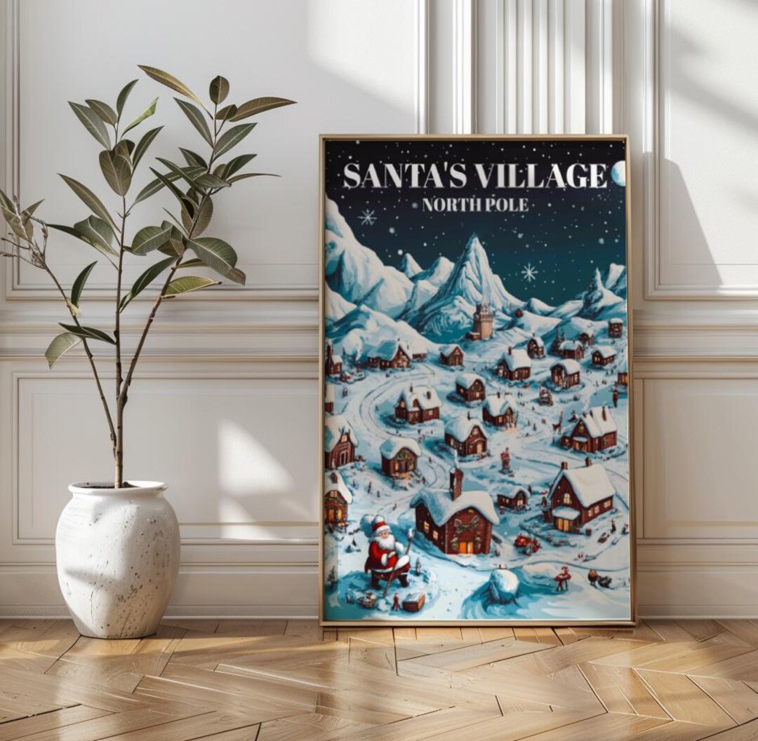 Santa's Village North Pole Poster: Christmas Winter Wonderland Art - Etsy