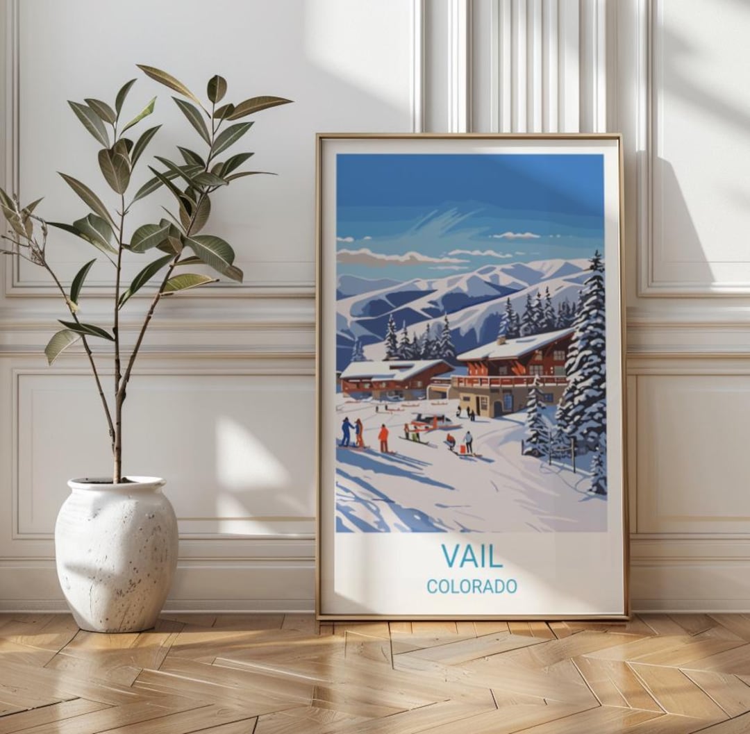 Vail Ski Resort Travel Print, Wall Art Vail Ski Wall Hanging Home Décor ...
