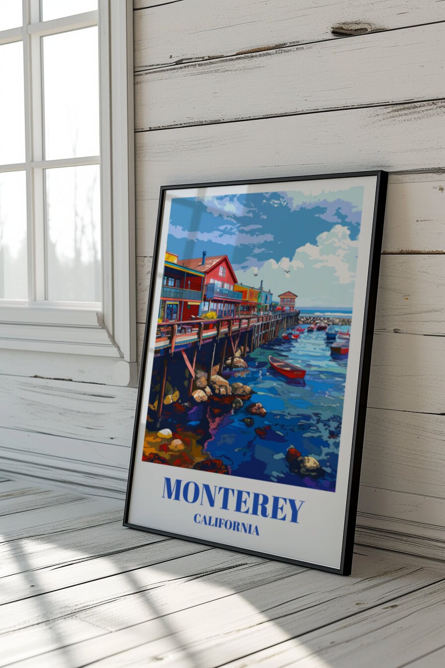 Vintage Style Cannery Row Monterey, CA Travel Poster, Coastal Art Print ...