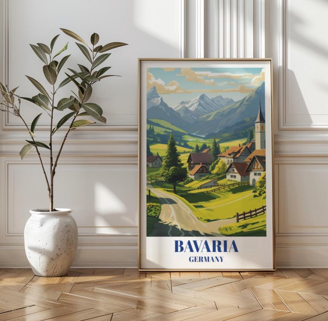 Travel Poster of a Small Bavarian Village in Germany, Discover Bavaria ...
