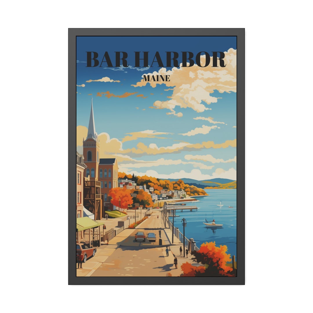 Bar Harbor, Maine Travel Poster - Acadia National Park Nautical ...