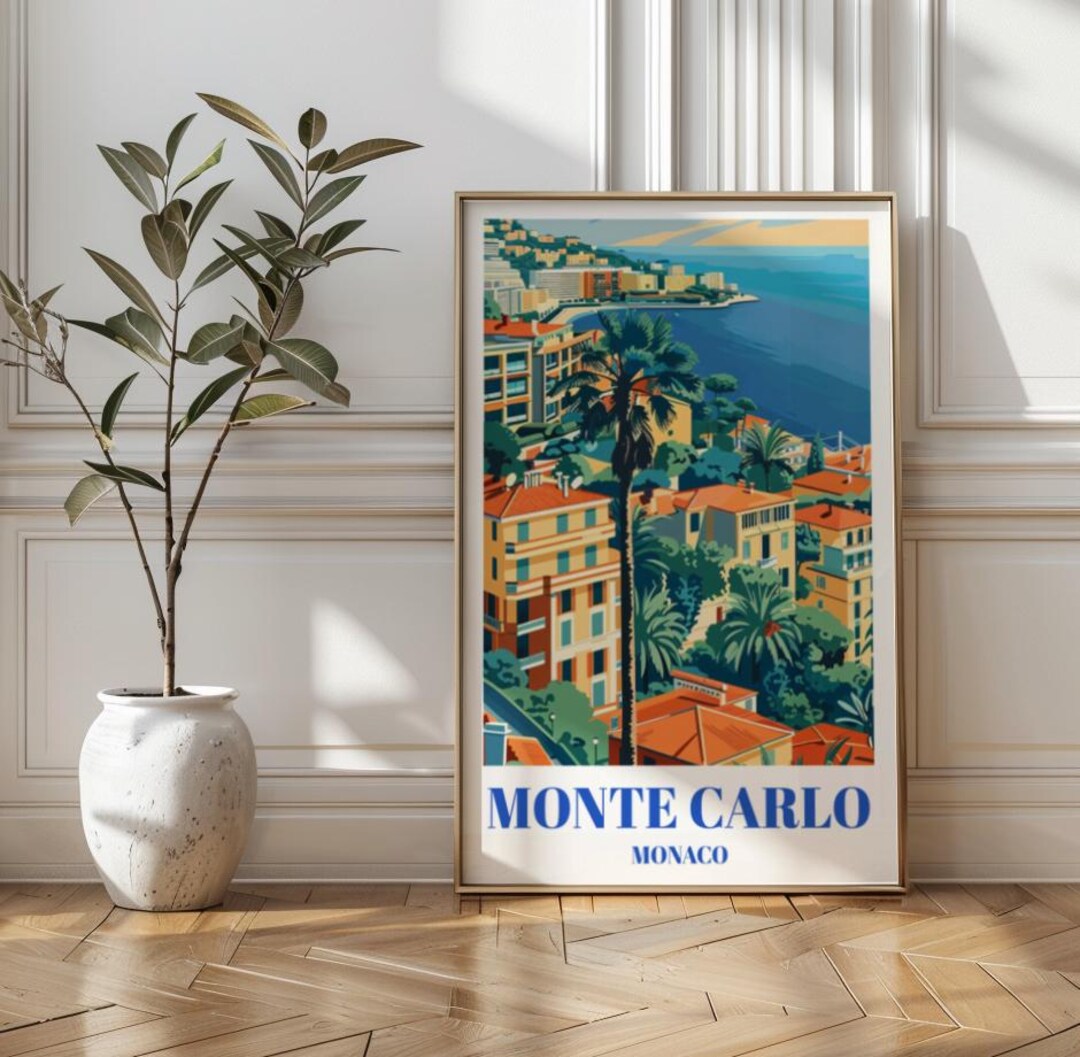 Beautiful Monaco Travel Poster, Monte Carlo Skyline Art Print, French ...