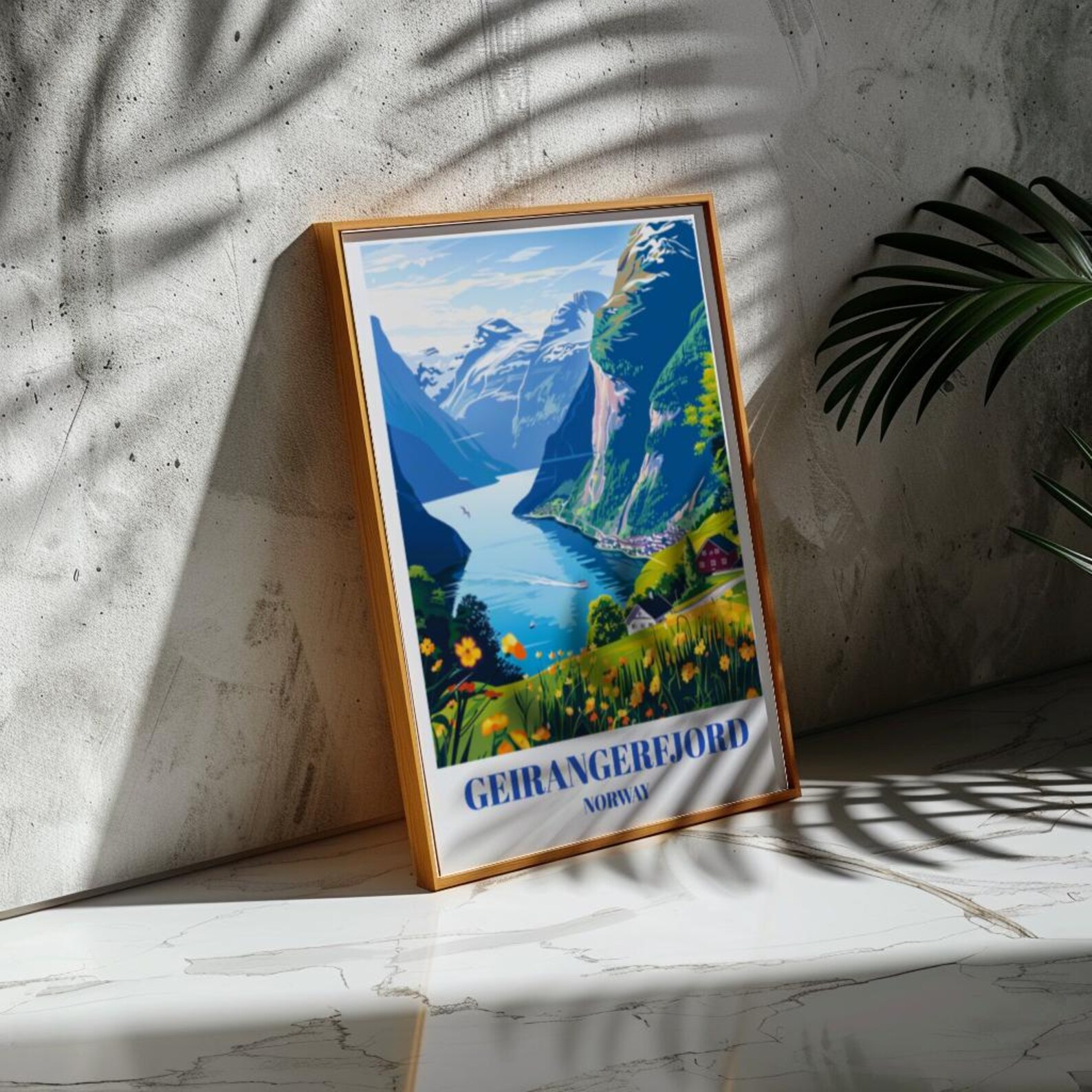 Geirangerfjord Norway Poster: Scandinavian Travel Art - Etsy