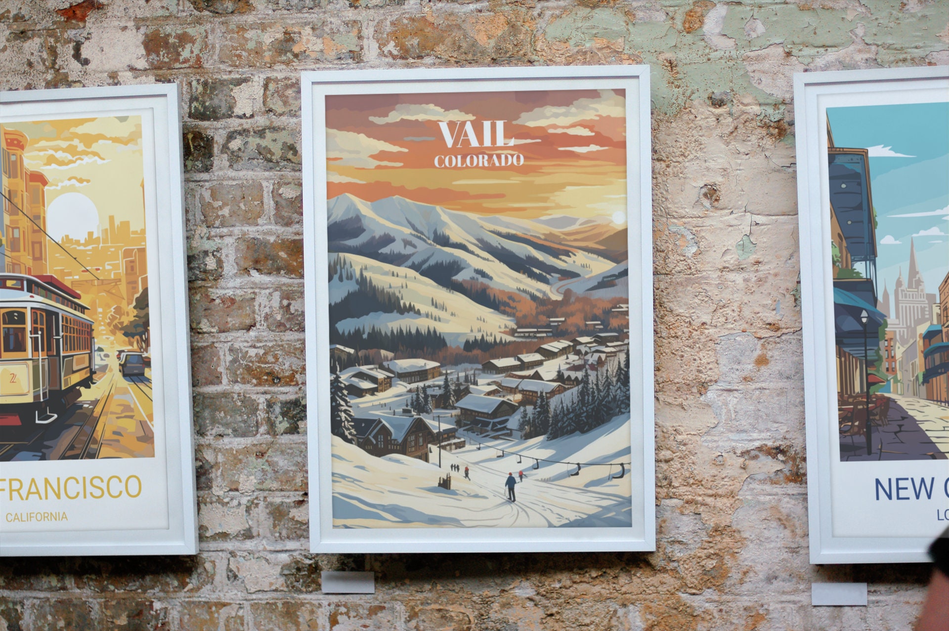 Vail Ski Resort Travel Print, Wall Art Vail Ski Wall Hanging Home Décor ...