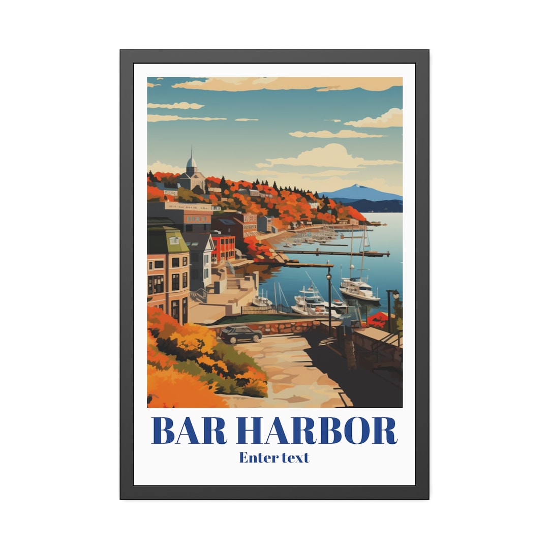 Bar Harbor, Maine Travel Poster - Acadia National Park Nautical ...