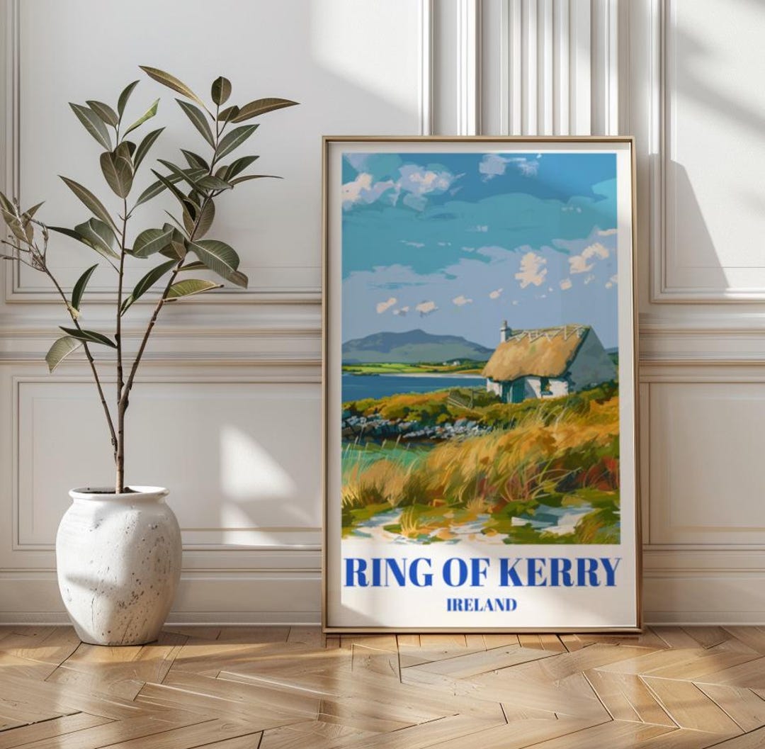 Ring of Kerry Ireland Travel Poster: Scenic Countryside Landscape Art ...