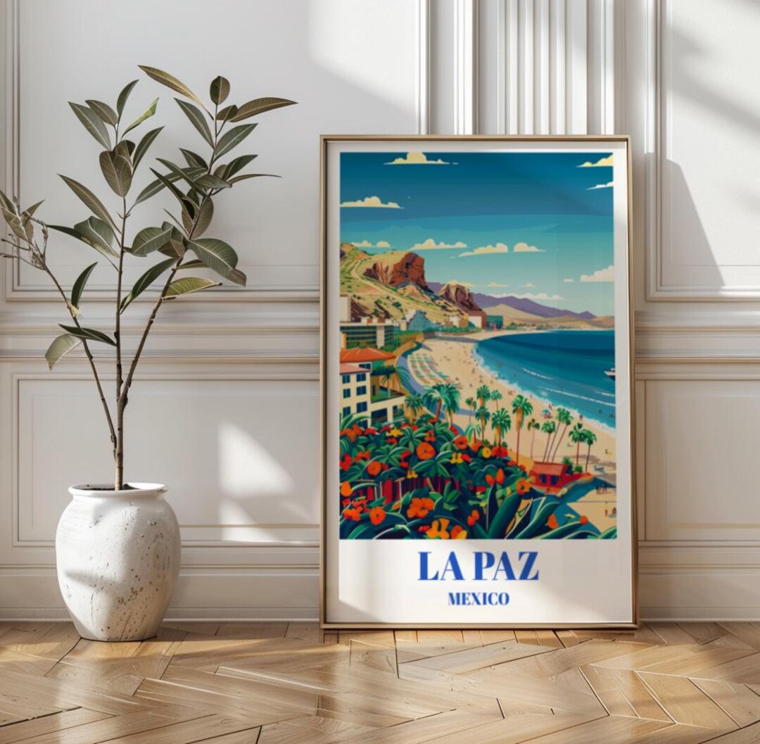 Playa El Tecolote, La Paz Mexico Travel Poster, Beach Wall Art Print ...