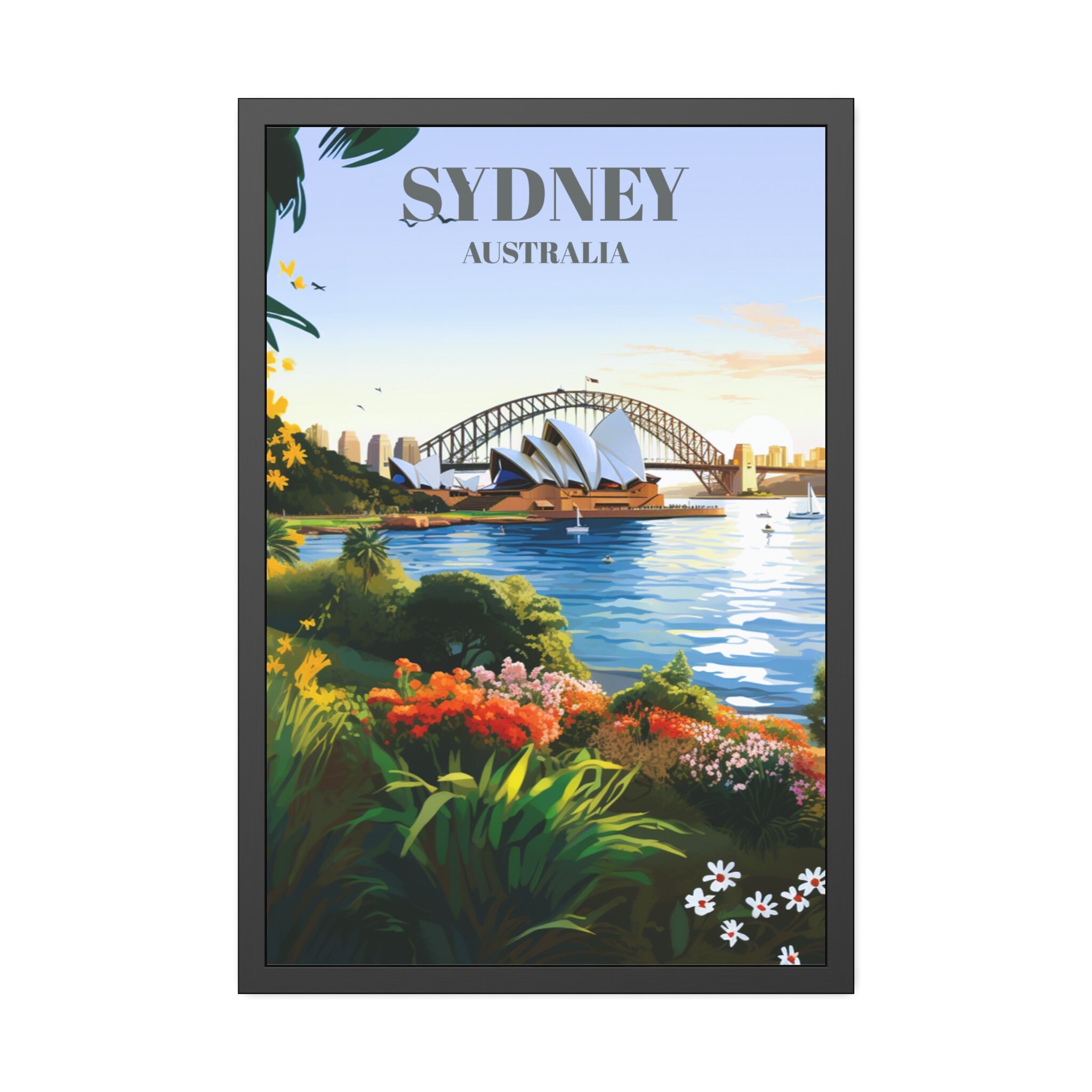 Sydney Opera House Travel Poster Australia Skyline Art, Sydney Landmark ...