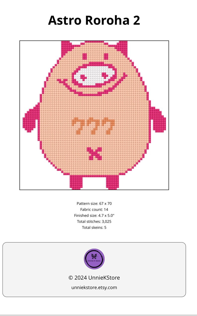 Kpop Astro Roroha Aroha Kookoo/ MJ Cross Stitch Pattern - Etsy