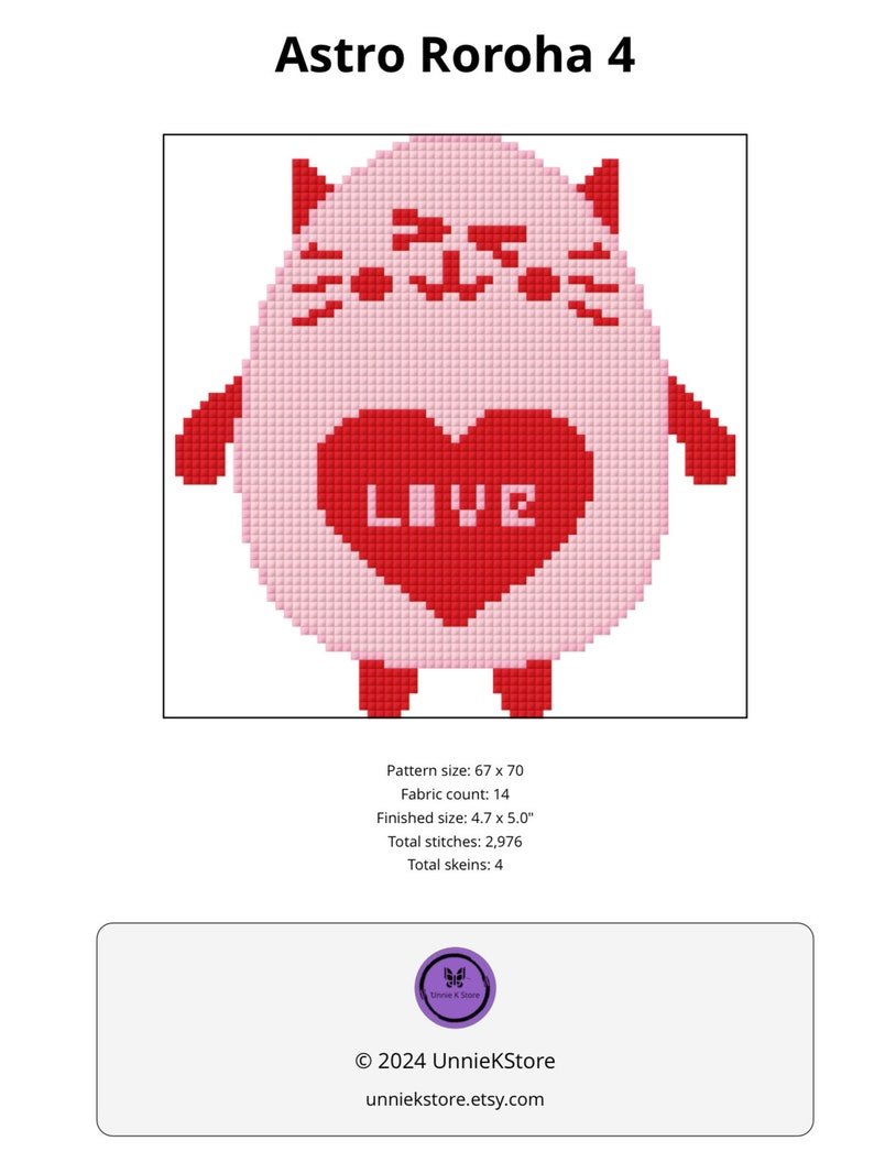 Kpop Astro Roroha Aroha Nyannya/moonbin Cross Stitch Pattern - Etsy