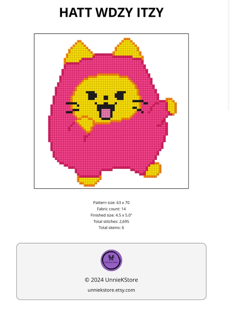 Kpop Itzy Wdzy HATT/ Yeji Cross Stitch Pattern - Etsy