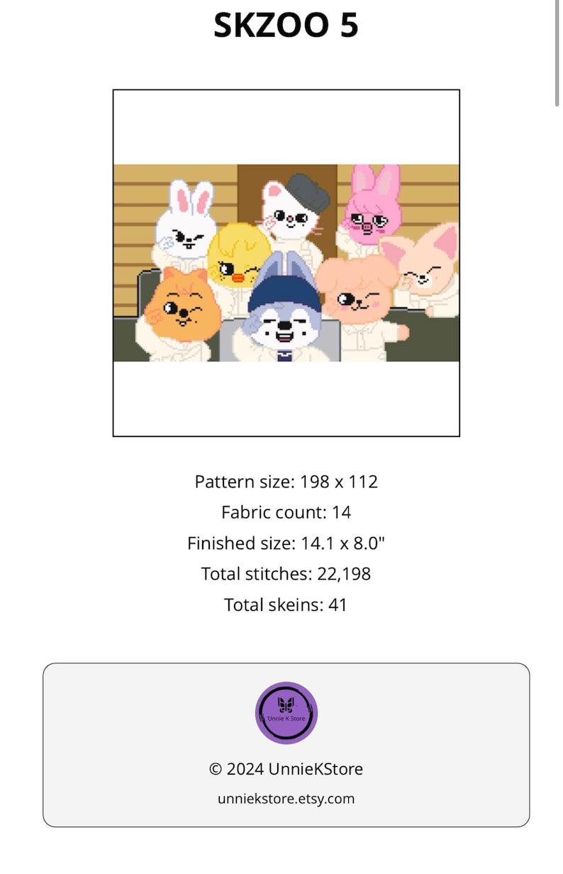 Kpop SKZOO 5 Cross Stitch Pattern - Etsy