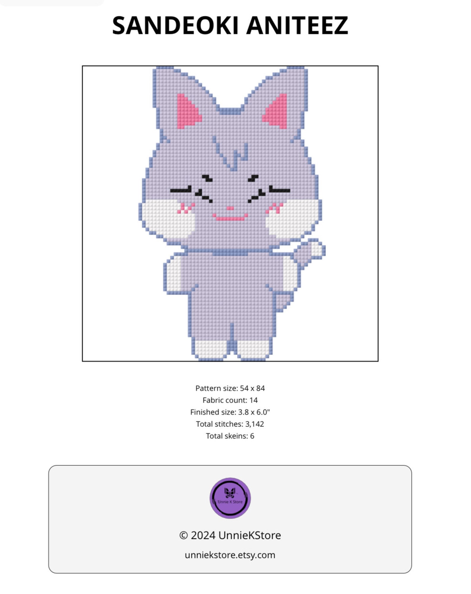 Kpop Ateez Aniteez Sandeoki Cross Stitch Pattern - Etsy