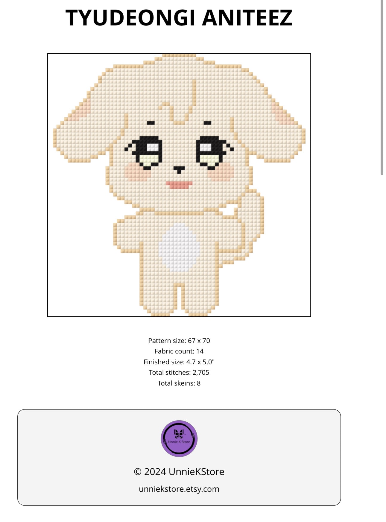 Kpop Ateez Aniteez Tyudeongi Cross Stitch Pattern - Etsy