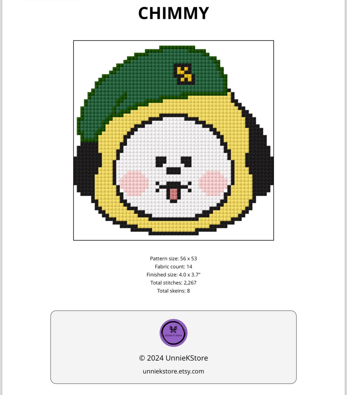 KPOP BT21 Military Chimmy Emoji Cross Stitch Pattern - Etsy