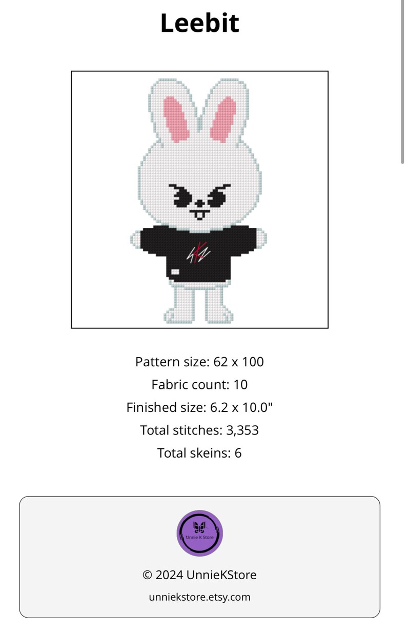 Kpop SKZOO Leebit / Lee Know Cross Stitch Pattern - Etsy