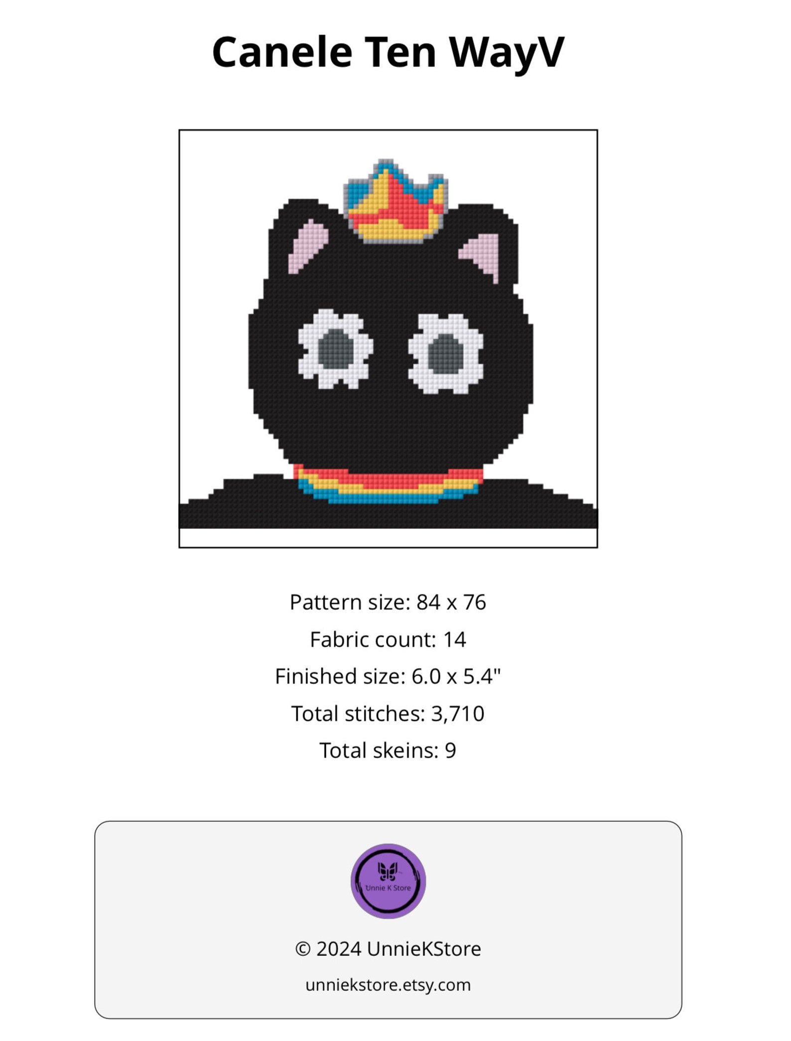 Canele Ten Wayv Cross Stitch Pattern - Etsy