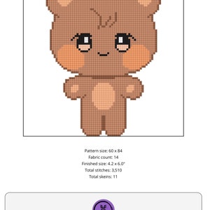 Kpop Ateez Aniteez Jjongbear Cross Stitch Pattern - Etsy