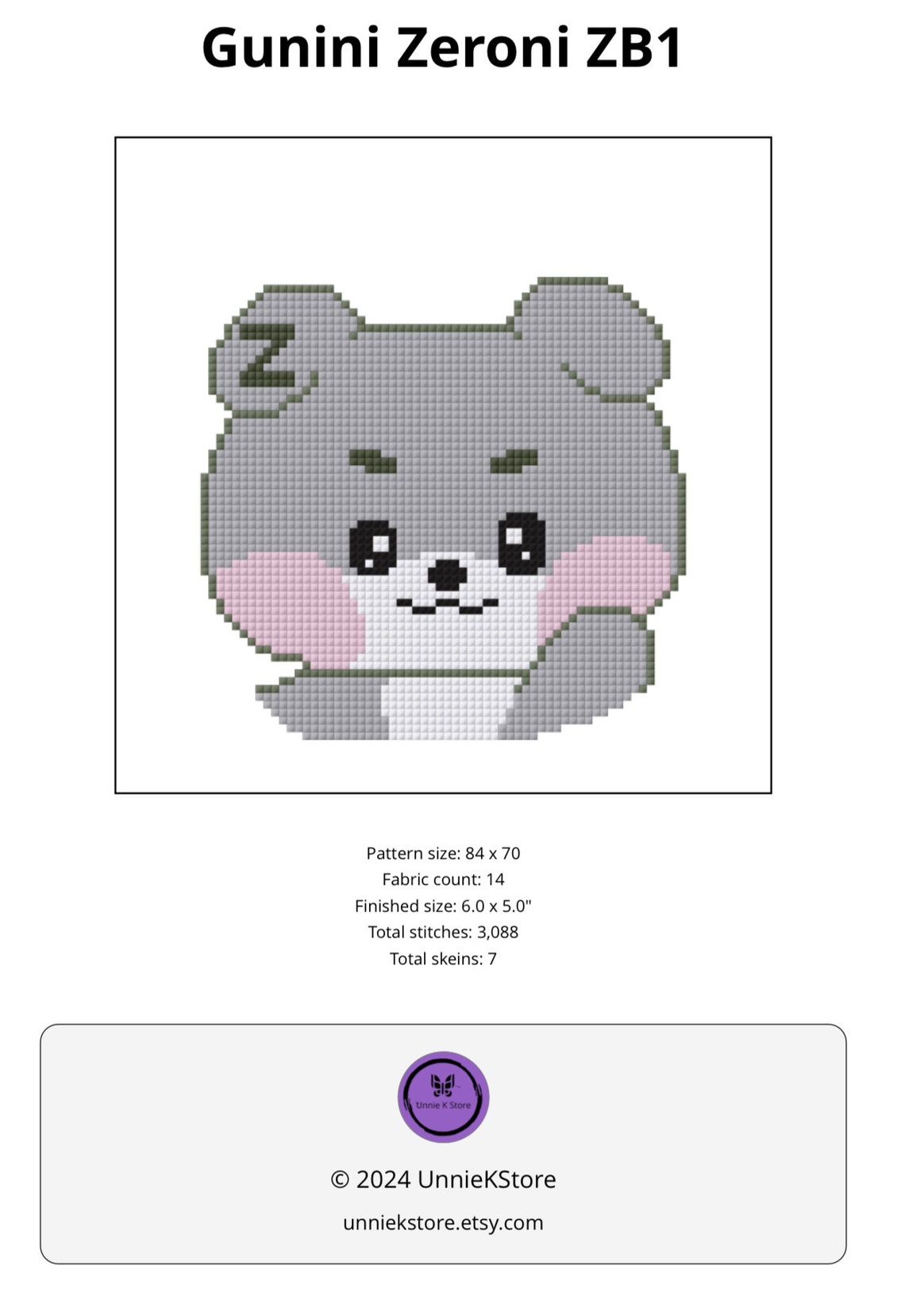 GUNINI Zeroni ZB1 Cross Stitch Pattern - Etsy