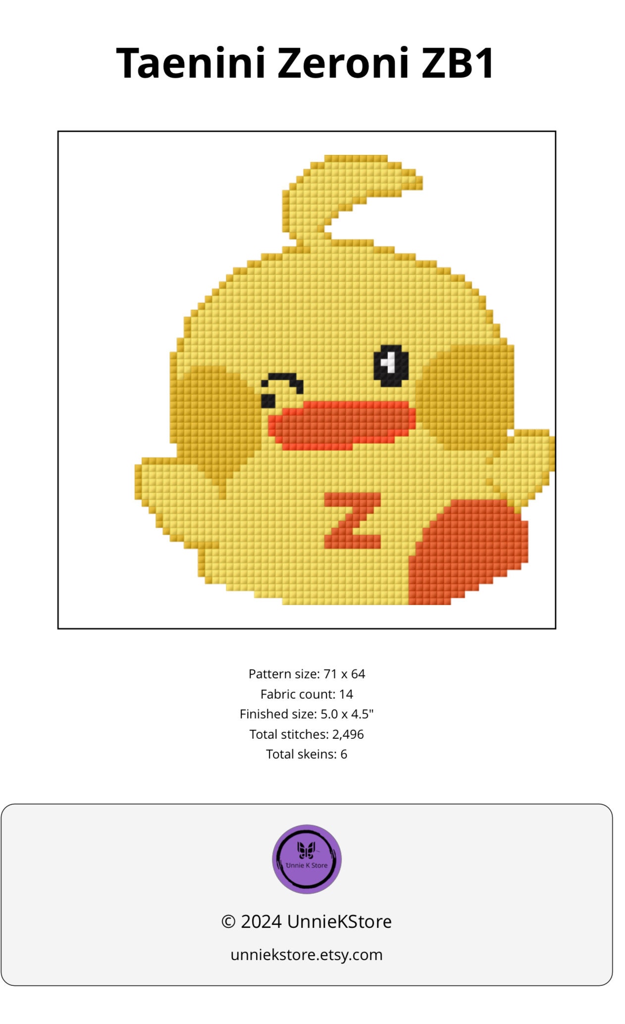 TAENINI Zeroni ZB1 Cross Stitch Pattern - Etsy
