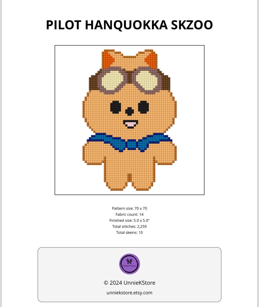 Kpop SKZOO Han Quokka Pilot/ Han Cross Stitch Pattern - Etsy