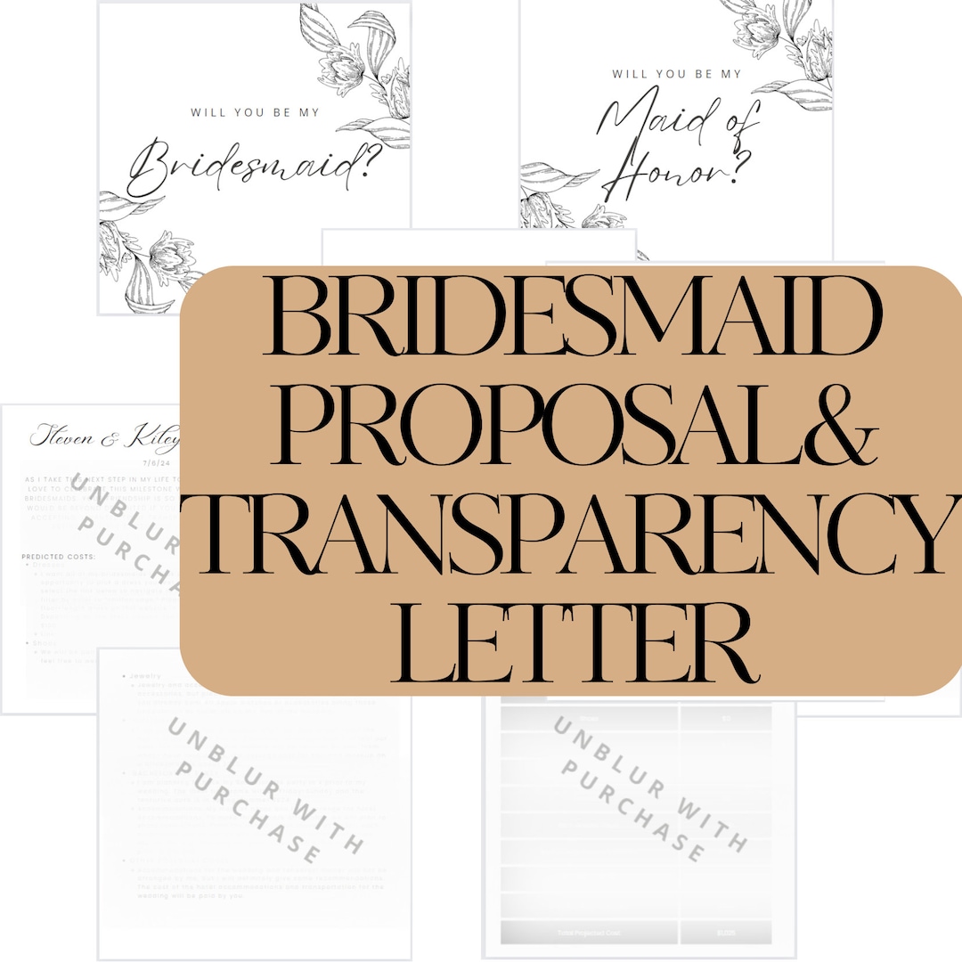 Bridesmaid Proposal Letter and Transparency Letter - Etsy