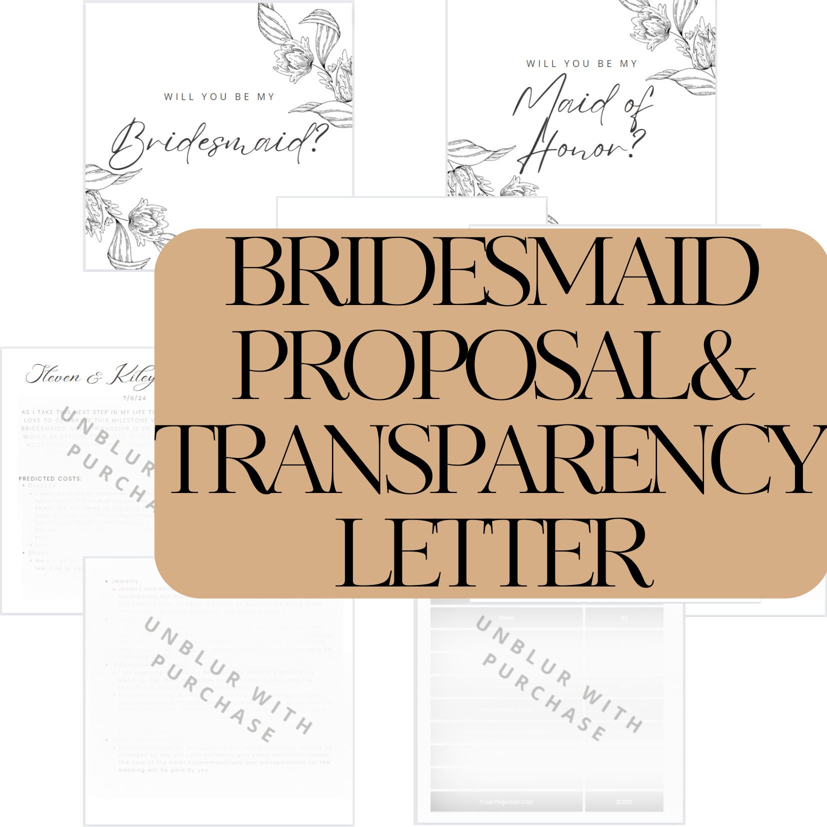 Bridesmaid Proposal Letter and Transparency Letter - Etsy