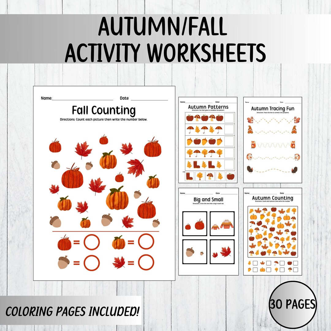 Fall Activity Worksheets Fall Coloring Sheets Busy Book - Etsy
