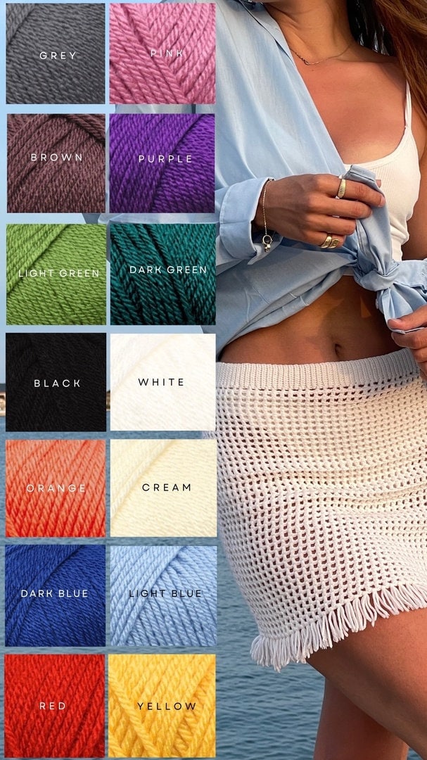 White Mini Crochet Summer Skirt Mesh Beach Wear Bikini Coverup Skirt ...