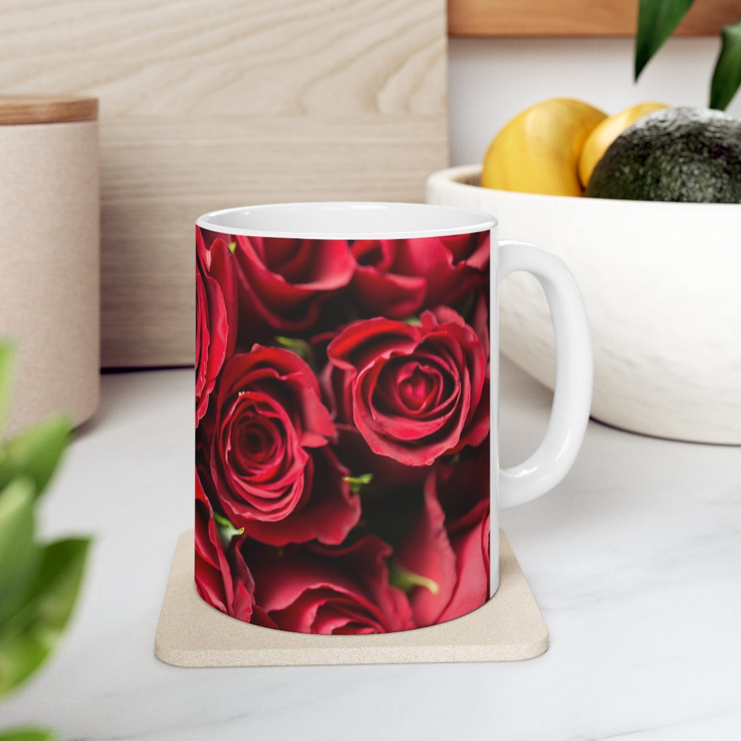 Red Roses Mug,red Rose Gift,red Rose Lover Gift,red Rose Coffee Mug ...