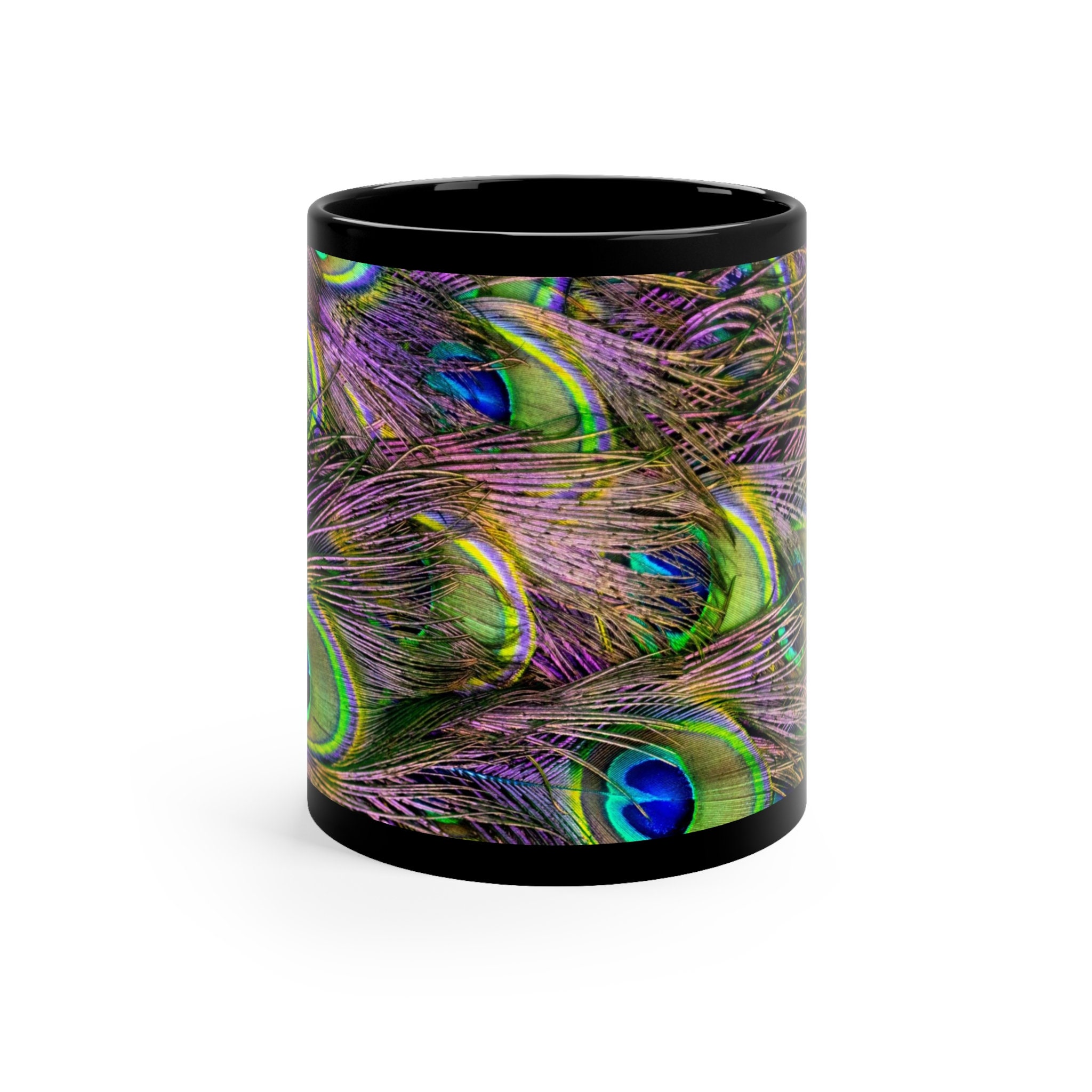 Peacock Feather Mug-black,peacock Gift,peacock Lover Gift,peacock ...