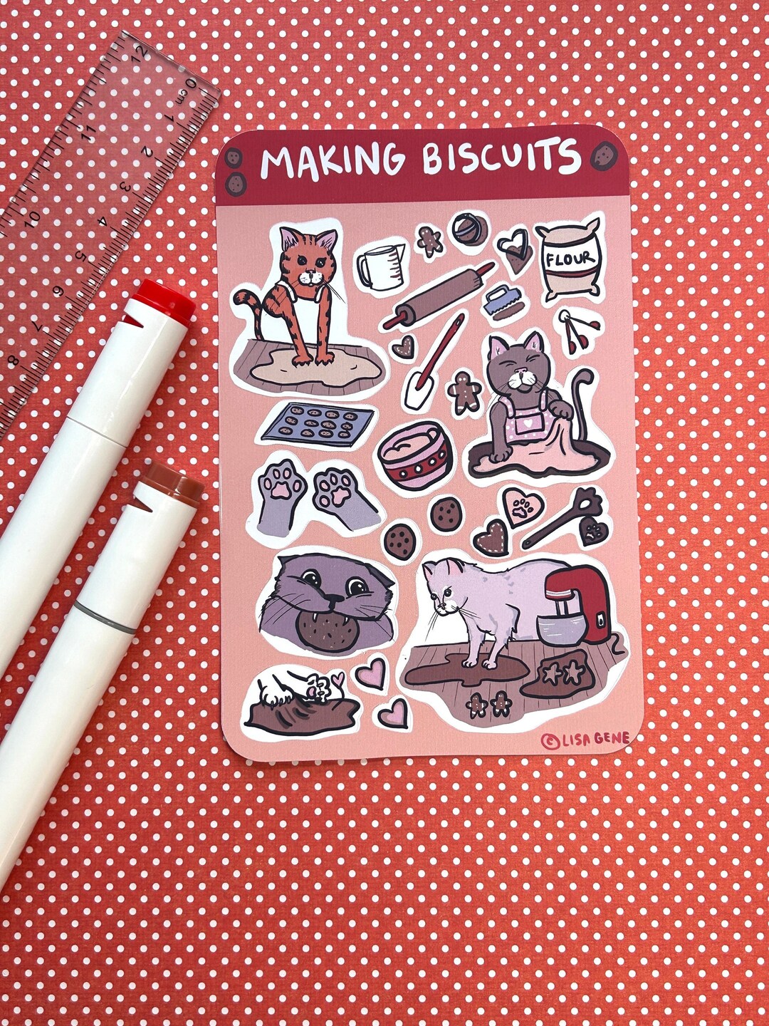 Making Biscuits Cat Sticker Sheet | Bullet Journal and Planner Stickers ...