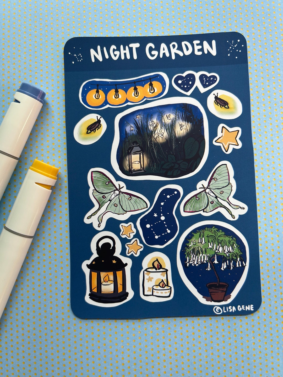 Night Garden Sticker Sheet | Summer Stickers | Planner and Bullet ...