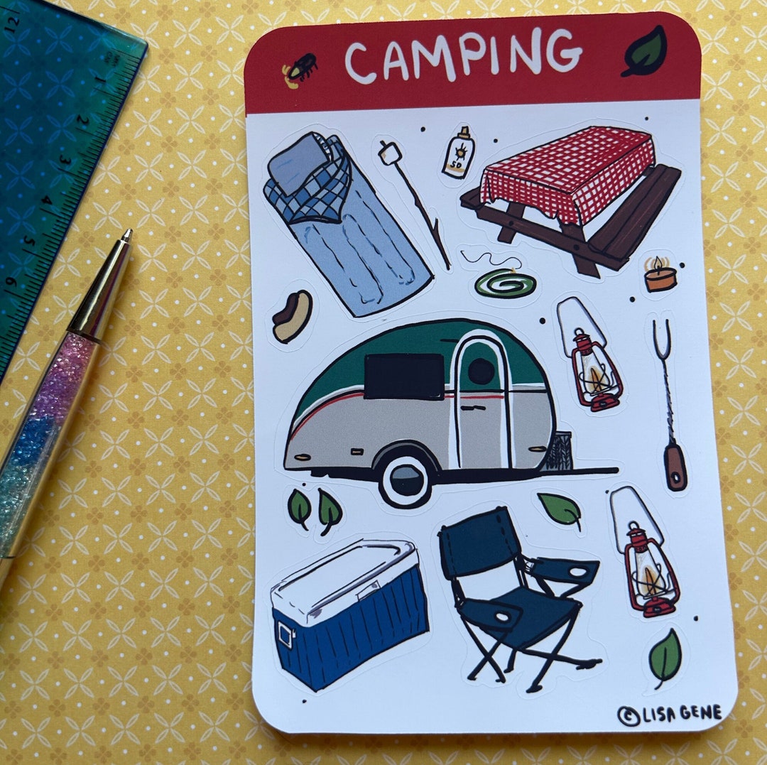 Camping Sticker Sheet Cute Camping Trip Stickers Stickers for Planner ...