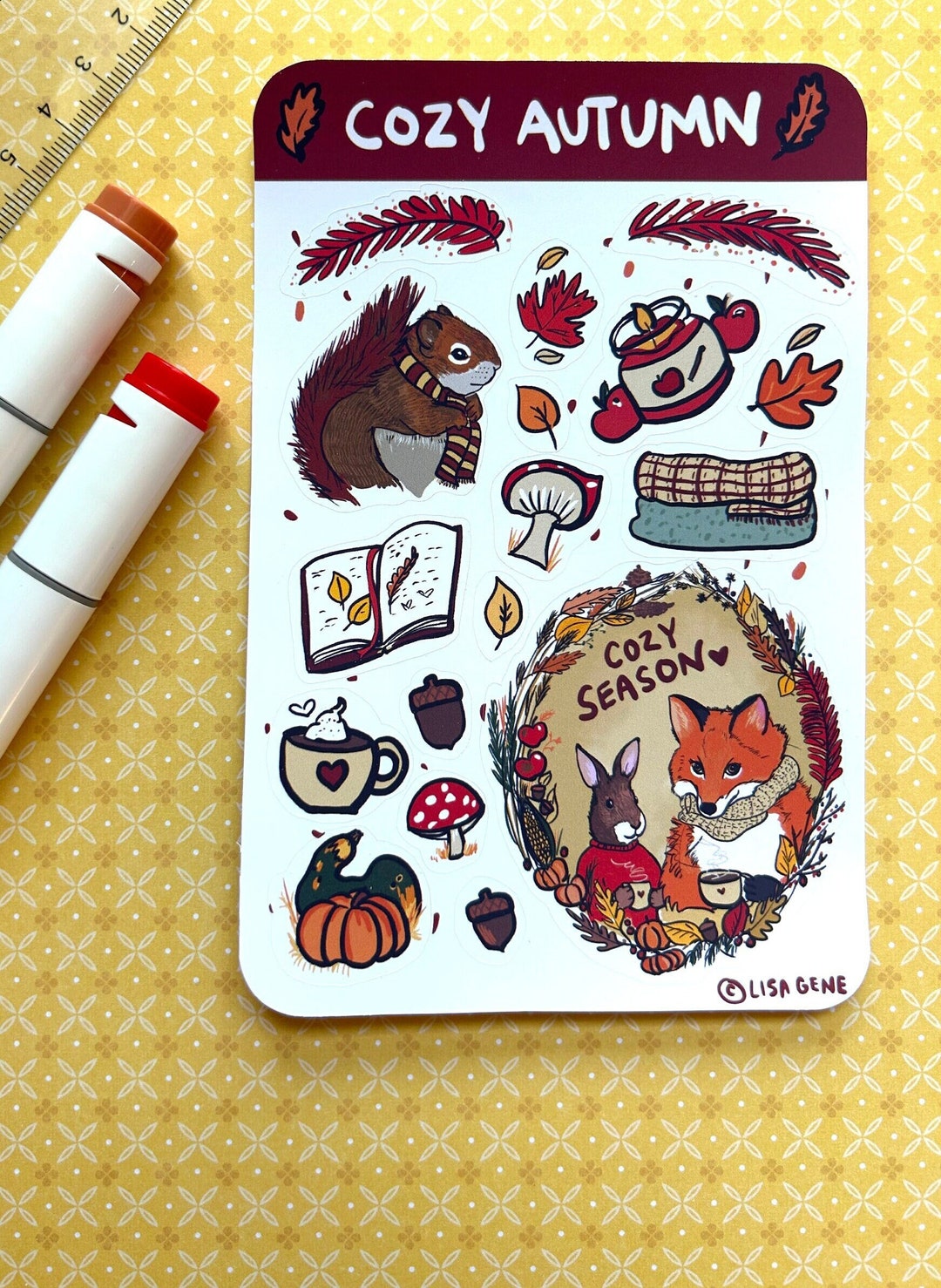 Cozy Autumn Sticker Sheet Cute Fall Stickers Planner and Bullet Journal ...