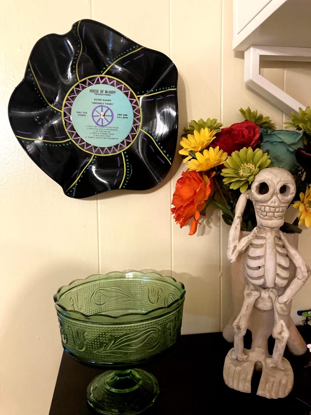 Repurposed Vinyl Record Bowl: Painted Home Decor - Etsy