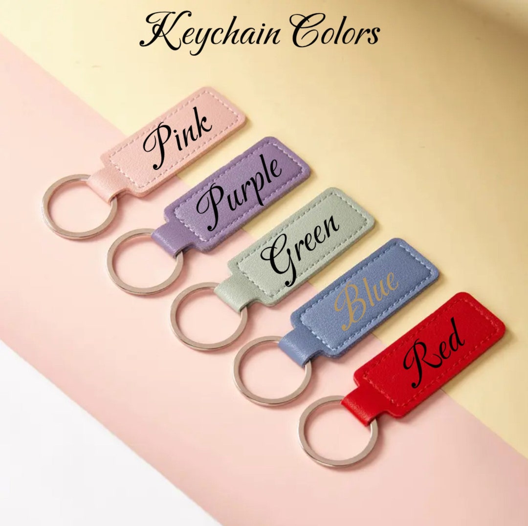 Personalized Birth Flower With Name Leather Keychain, Custom Keychain ...