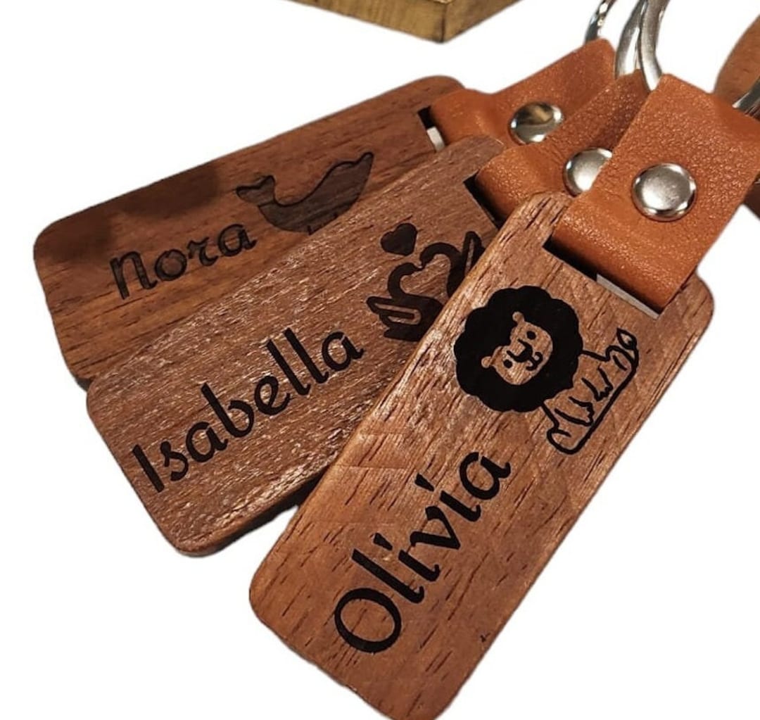 Customized Wooden Keychain, Personalized Wooden Keychain, Engraved ...