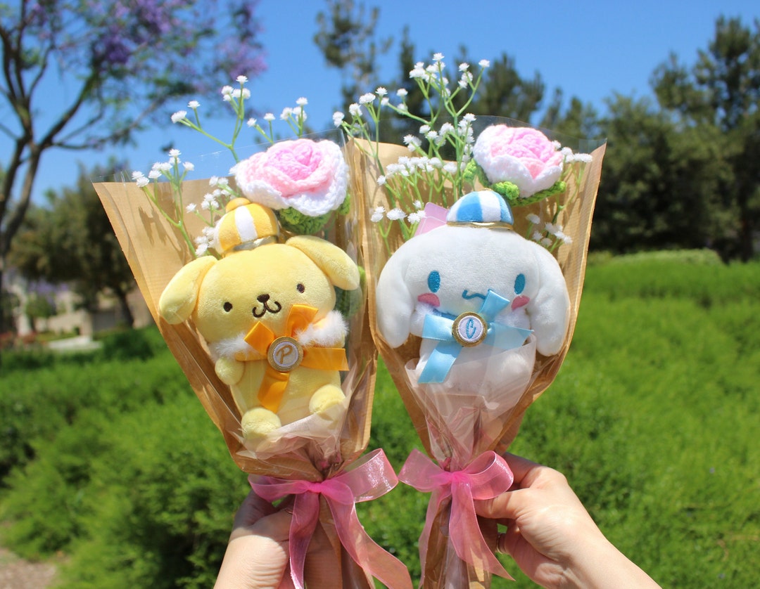 Sanrio Crochet Bouquet, Sanrio Crown Series, Crochet Flowers Bouquet, Sanrio Gift, Valentine's ...