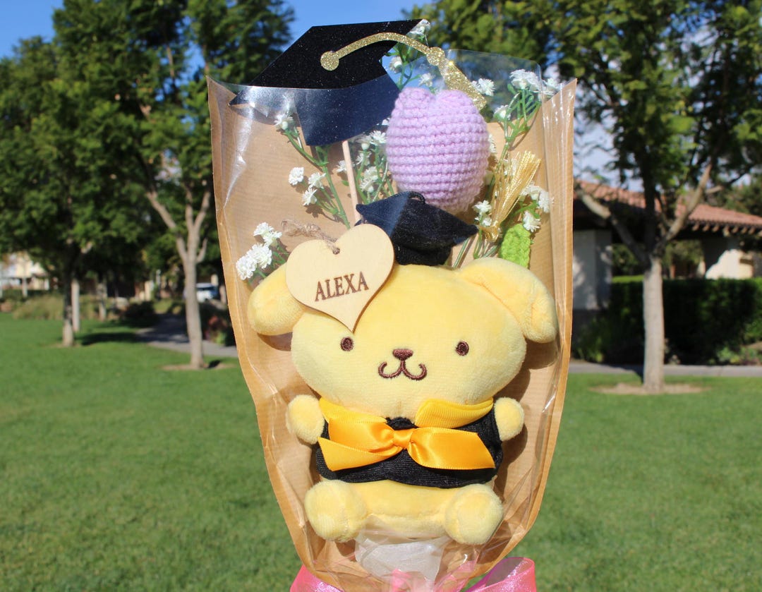 Graduation Bouquet, Personalized Crochet Sanrio Bouquet, Pompompurin ...