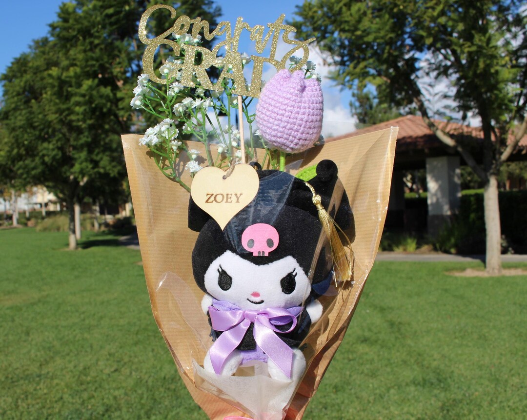 Graduation Bouquet, Personalized Crochet Sanrio Bouquet, Kuromi ...