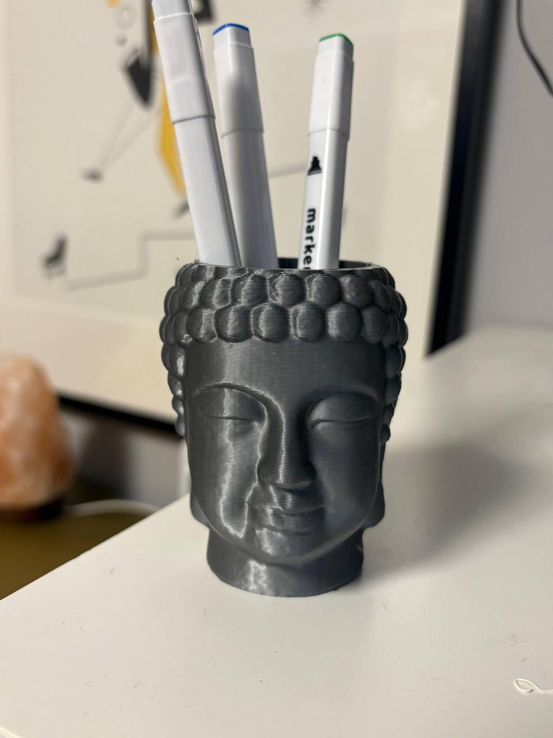 Buddha Head Pen Holder – Minimalist Desk Decor for Mindfulness ...